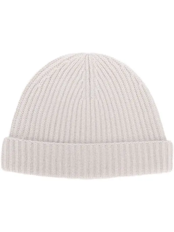 N.peal Cashmere Ribbed Beanie - Grey