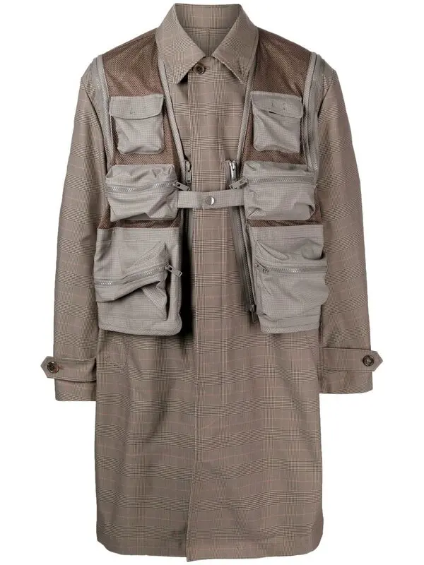 Undercover Check-pattern Patch-pocket Coat