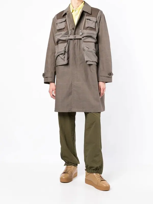 Undercover Check-pattern Patch-pocket Coat