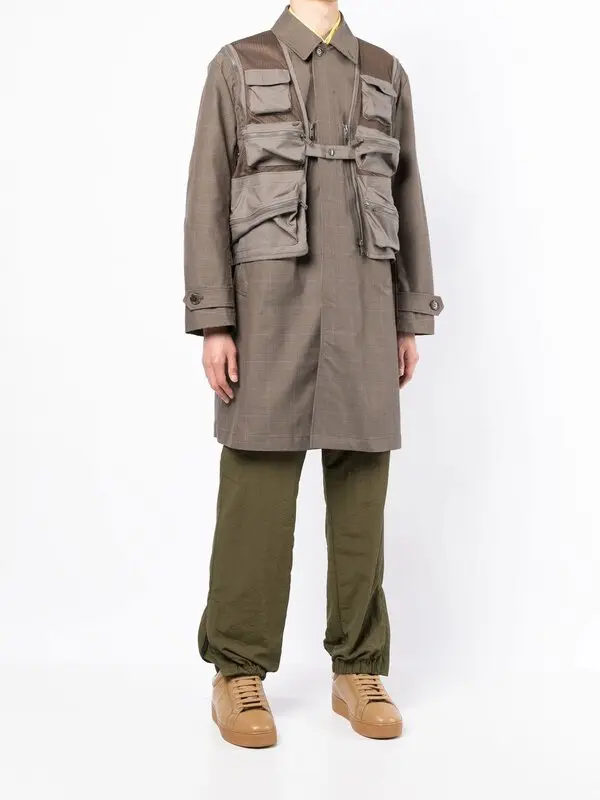 Undercover Check-pattern Patch-pocket Coat