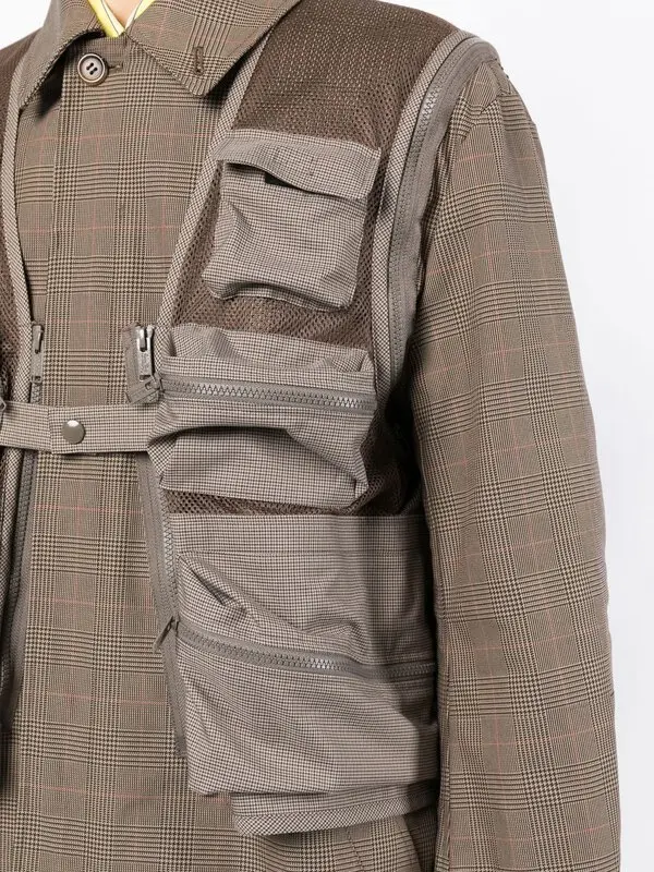 Undercover Check-pattern Patch-pocket Coat