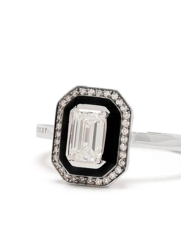 SELIM MOUZANNAR 18kt White Gold, Diamond And Enamel Ring