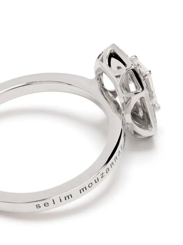 SELIM MOUZANNAR 18kt White Gold, Diamond And Enamel Ring