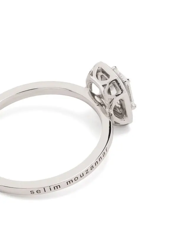 SELIM MOUZANNAR 18kt White Gold Diamond And Enamel Ring - Silver