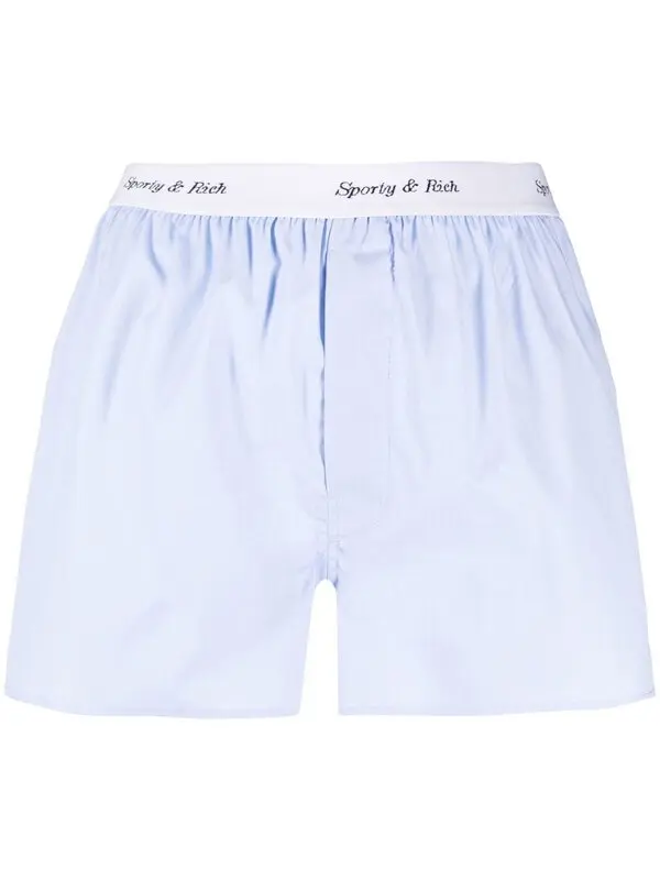 SPORTY & RICH Logo-waistband Shorts - Blue