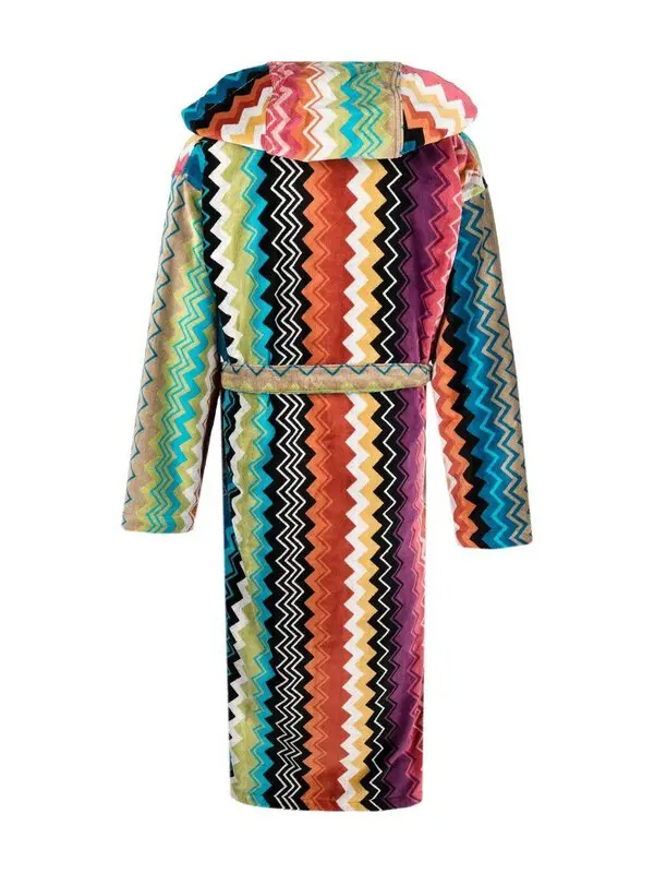 Missoni Giacomo Belted Hooded Bathrobe - Blue