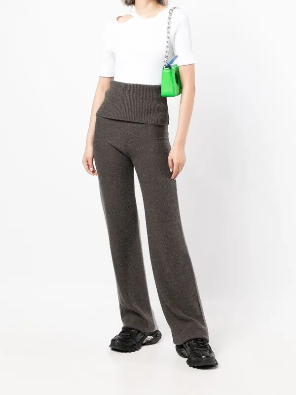 Off-White Languid Straight Leg Knitted Trousers - Grey
