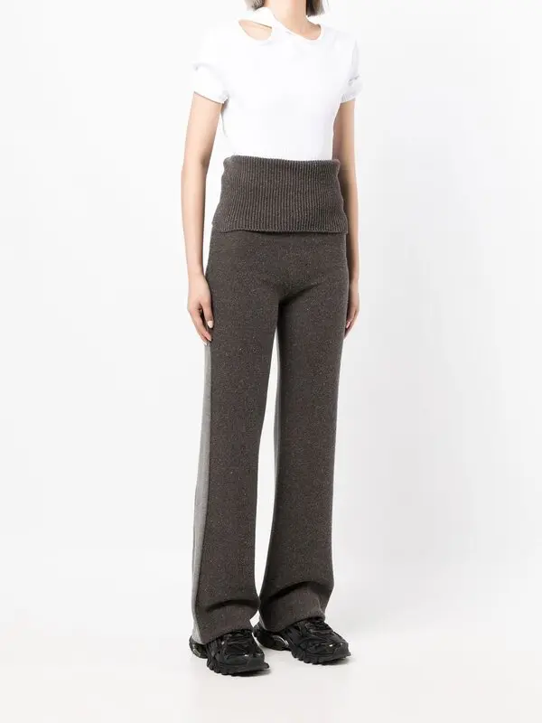 Off-White Languid Straight Leg Knitted Trousers - Grey