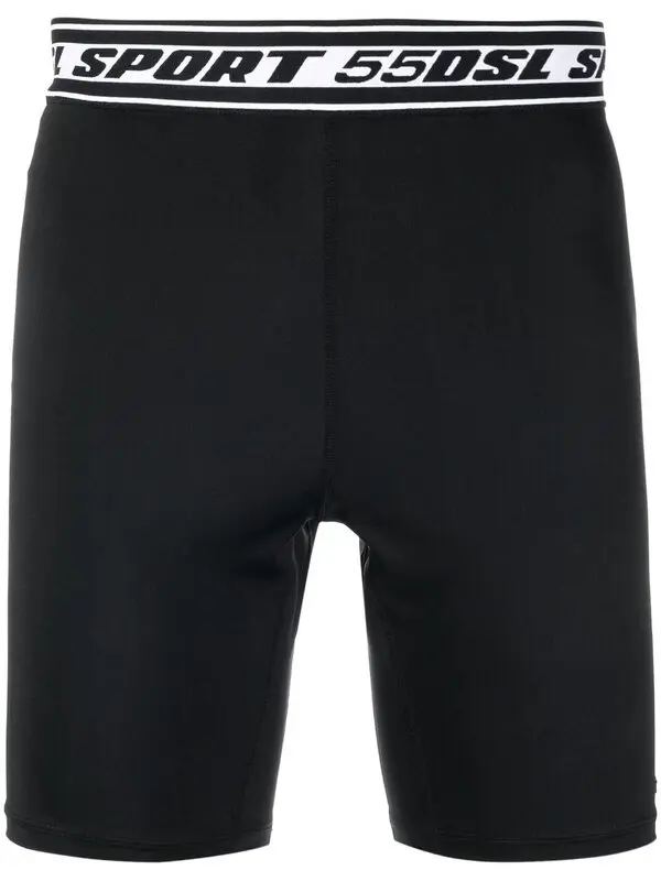 DIESEL® Logo Waistband Cycling Shorts - Black