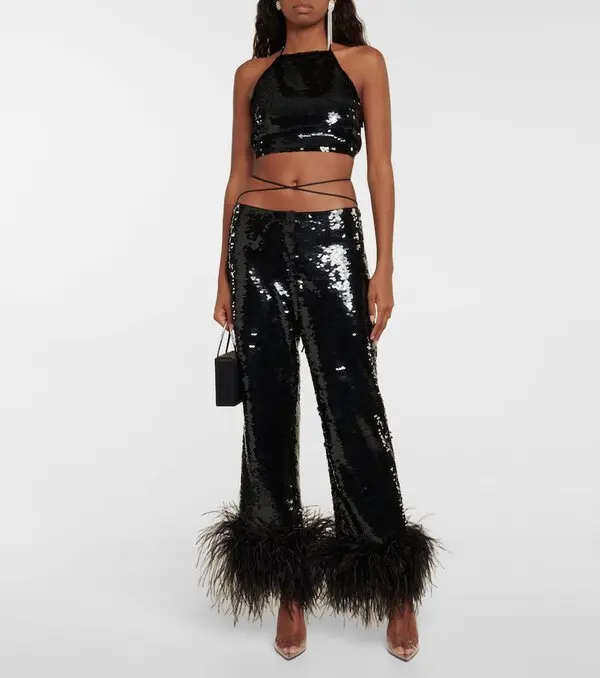 Magda Butrym Sequined Halterneck Crop Top