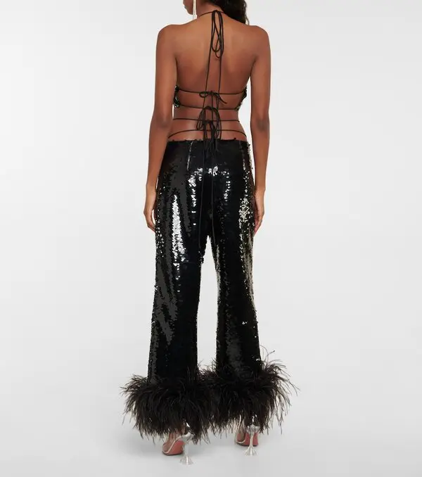 Magda Butrym Sequined Halterneck Crop Top