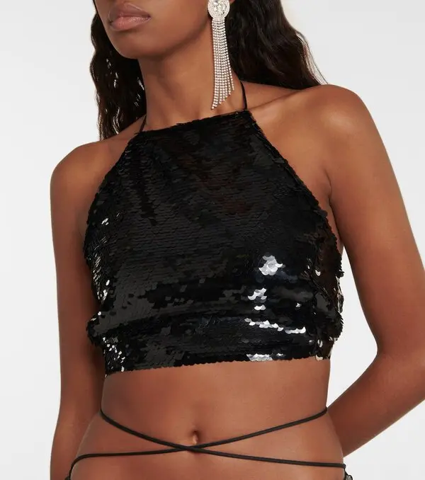 Magda Butrym Sequined Halterneck Crop Top