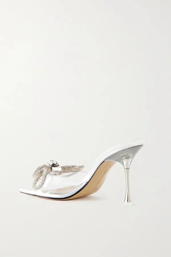 Mach & Mach Double Bow Crystal-embellished Mules
