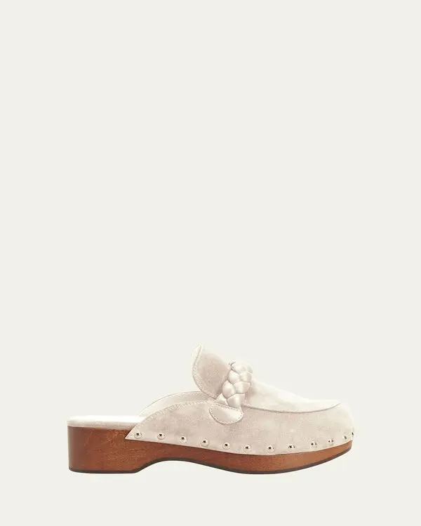 GIANVITO ROSSI Suede Napa Braid Loafer Clogs