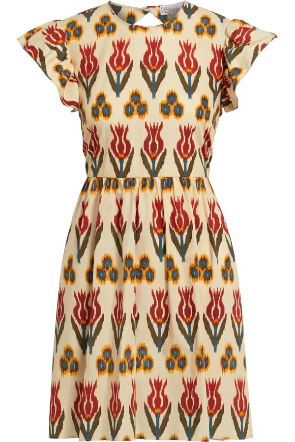 white christmas dresses Valentino Mini Maroon Cotton Dress