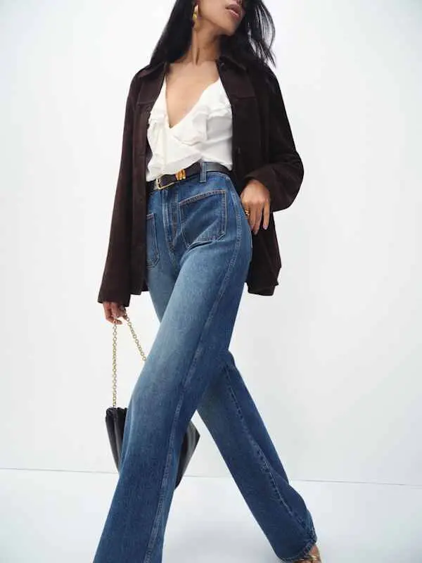 REFORMATION Alyssa Stretch High Rise Wide Leg Long Jeans
