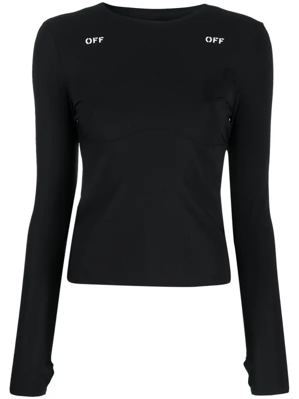 Off-White Logo-print Long-sleeve Top - Black