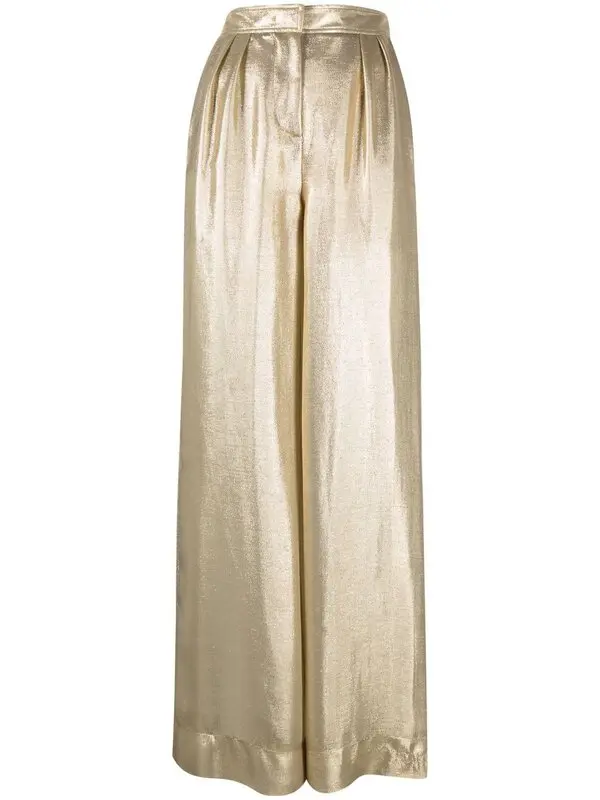 Alberta Ferretti Metallic-finish Wide-leg Trousers