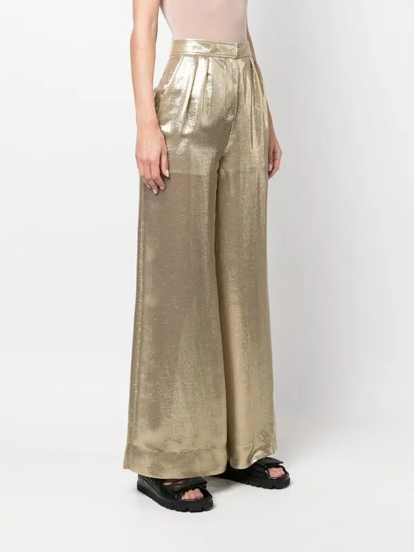 Alberta Ferretti Metallic-finish Wide-leg Trousers