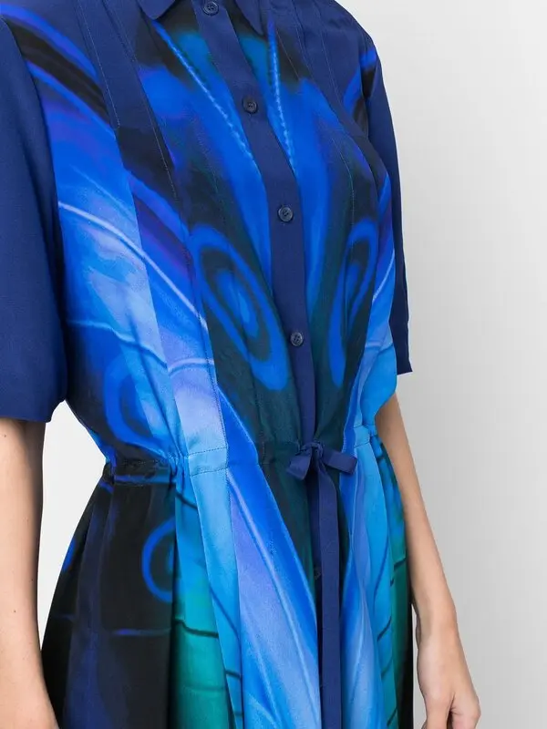Alberta Ferretti Abstract Print Silk Shirtdress