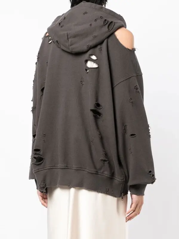 Goen.j Embroidered Distressed Hoodie