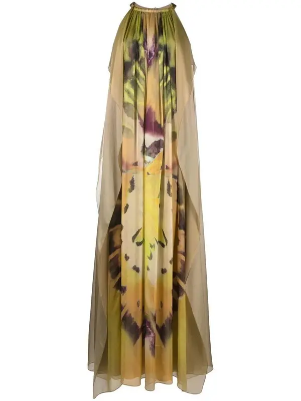 Alberta Ferretti Graphic-print Silk Gown