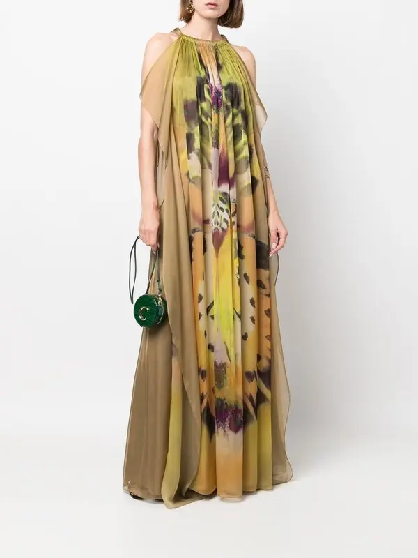 Alberta Ferretti Graphic-print Silk Gown