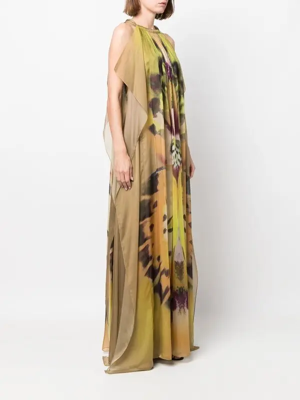 Alberta Ferretti Graphic-print Silk Gown