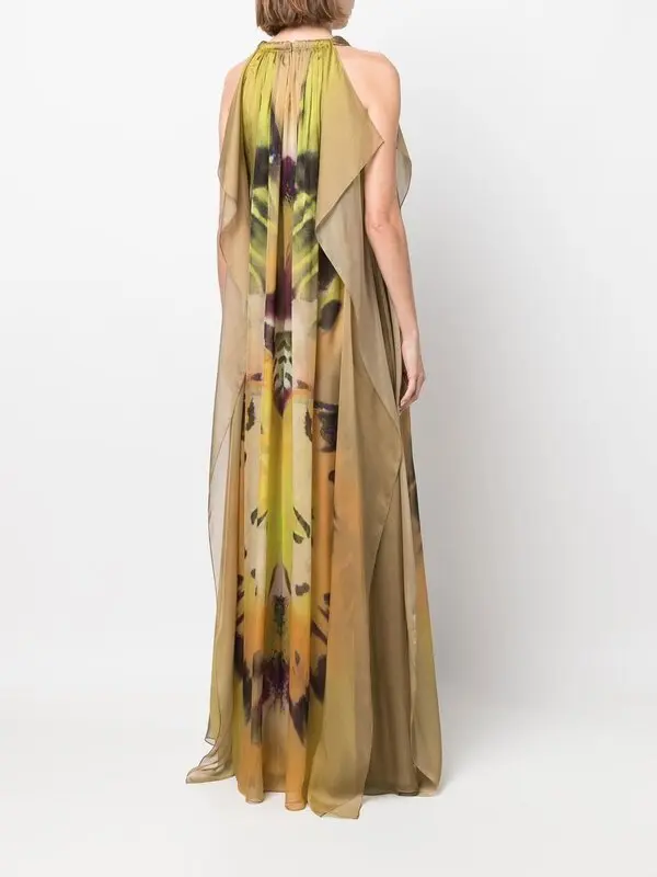 Alberta Ferretti Graphic-print Silk Gown