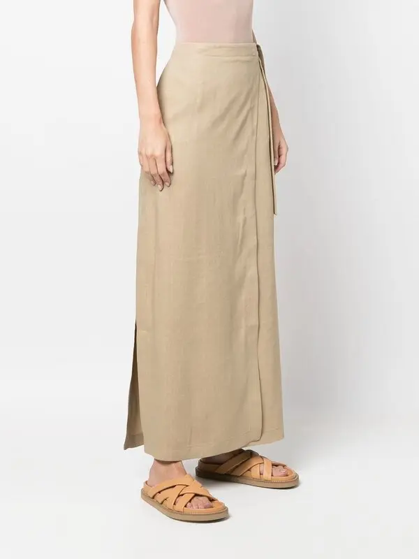Alberta Ferretti Linen-blend Wrap Maxi Skirt