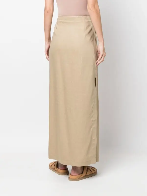 Alberta Ferretti Linen-blend Wrap Maxi Skirt