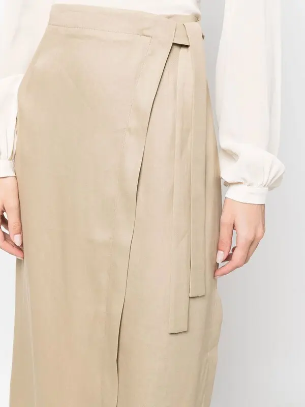 Alberta Ferretti Linen-blend Wrap Maxi Skirt