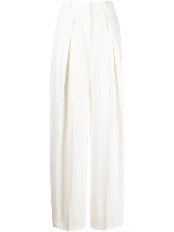Alberta Ferretti High-waisted Wide-leg Trousers - White