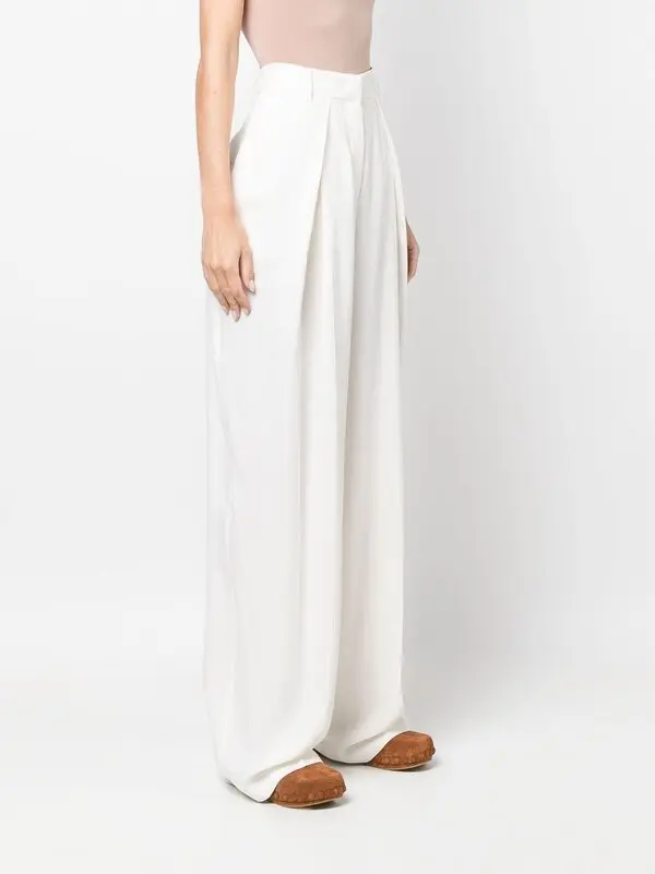 Alberta Ferretti High-waisted Wide-leg Trousers - White