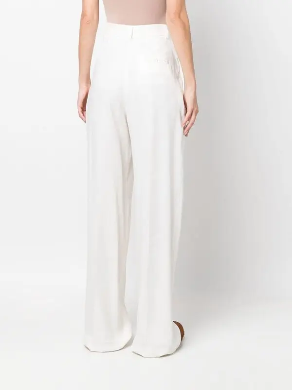Alberta Ferretti High-waisted Wide-leg Trousers - White