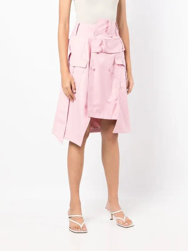 Rokh Asymmetric Belted Skirt
