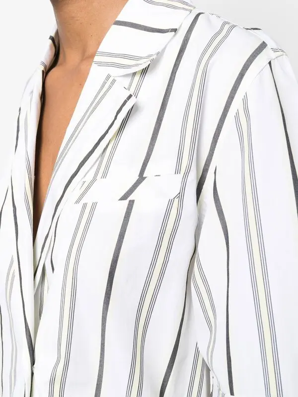 GANNI Striped Ruffle-trim Shirt Dress