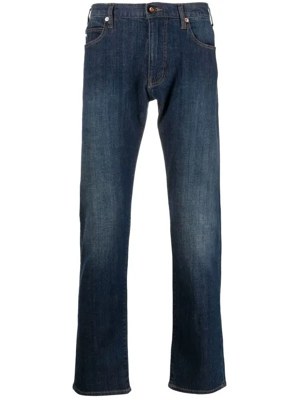 Emporio Armani Straight Leg Denim Jeans - Blue