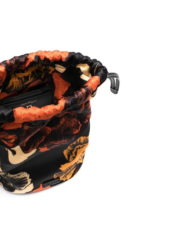 FERRAGAMO Floral-print Drawstring Tote Bag