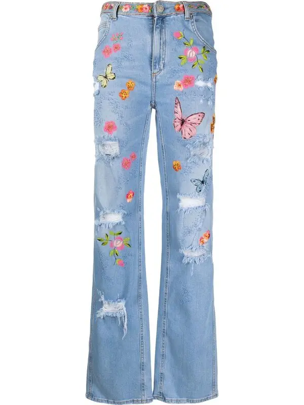 Blumarine Distressed Butterfly-motif Jeans