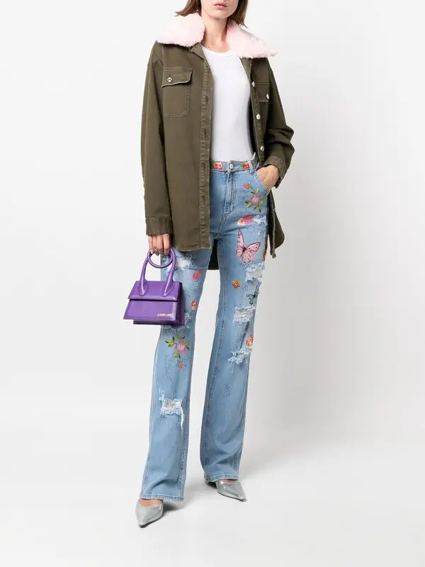 Blumarine Distressed Butterfly-motif Jeans