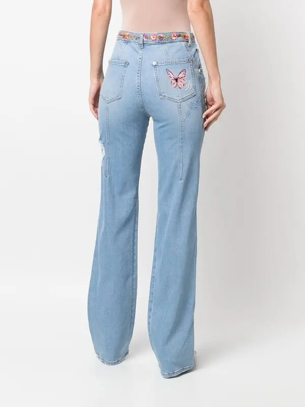 Blumarine Distressed Butterfly-motif Jeans