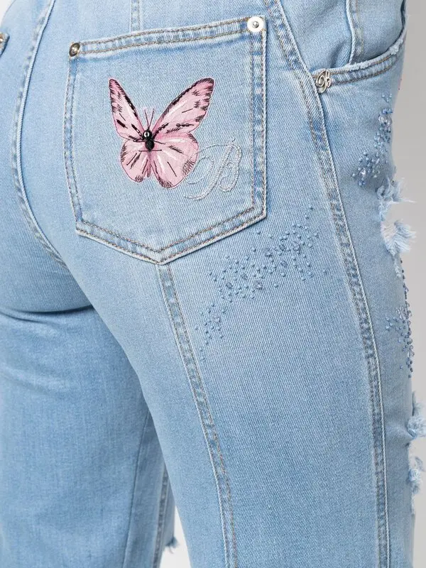 Blumarine Distressed Butterfly-motif Jeans