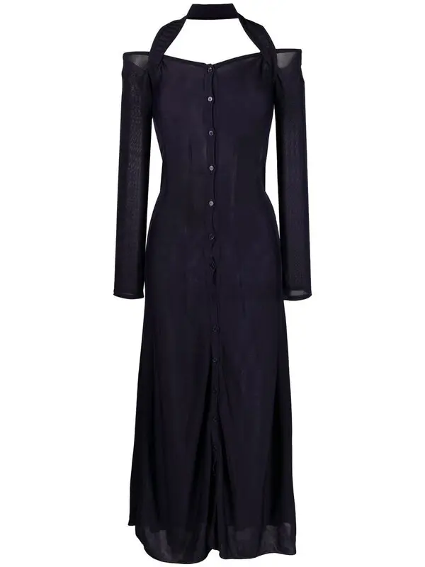 Jacquemus Long Sleeve Halterneck Midi Dress - Blue