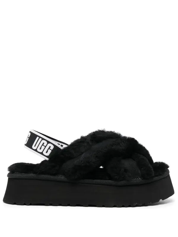 UGG Logo Print Platform Sandals - Black