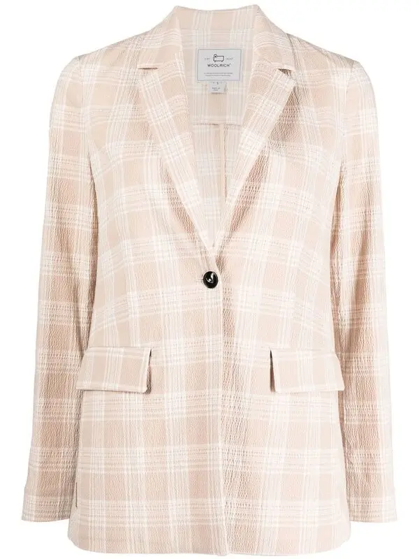 Woolrich Seersucker Double-breasted Check Blazer