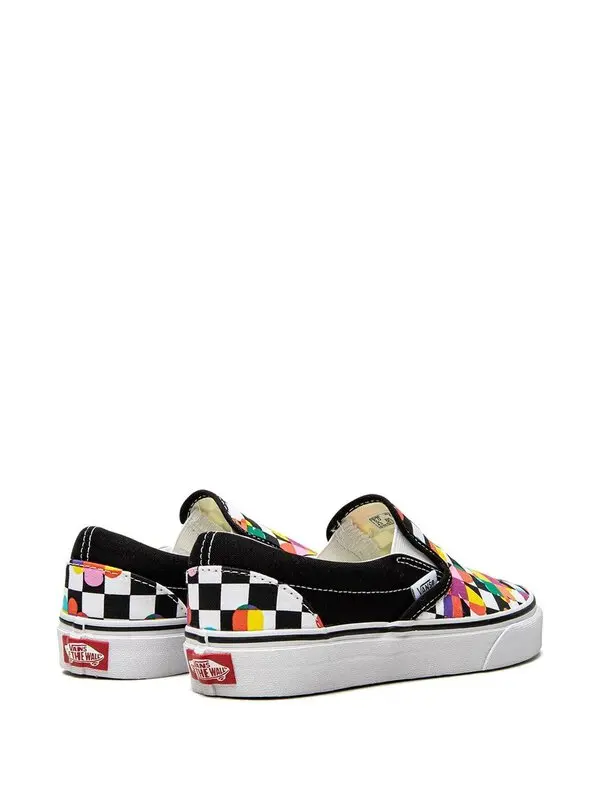 VANS Classic Slip-on Floral Checkerboard Sneakers - Black