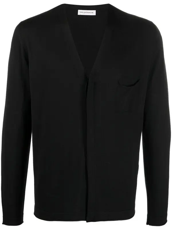 GOES BOTANICAL V-neck Button Merino Cardigan - Black
