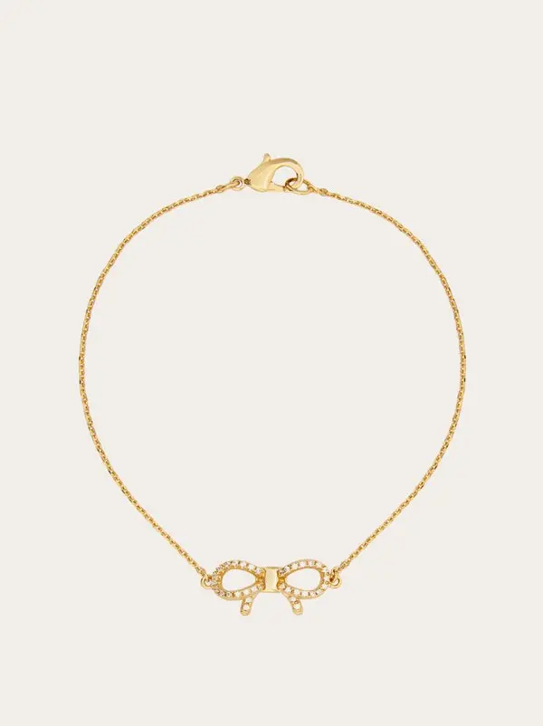 FERRAGAMO Vara Bow Bracelet With Crystal Embellishments - Gold