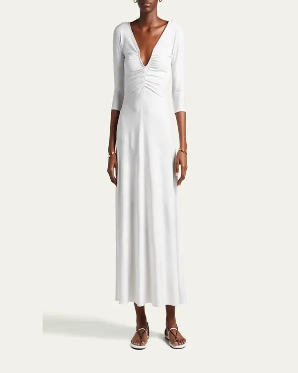 Giorgio Armani Diagonal Striped Jacquard Jersey Maxi Dress